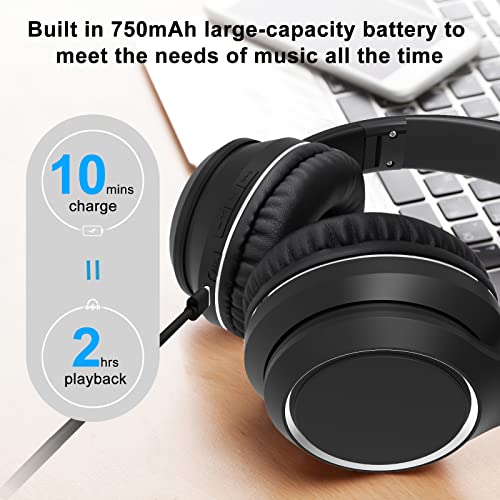 UOWGA Active Noise Cancelling Headphones, Wireless Over-Ear Bluetooth Headphones, Built-in Microphone, Fast Charge 30H Playtime Deep Bass, Memory Foam Ear Cups Foldable, for Work, Travel, Home Black