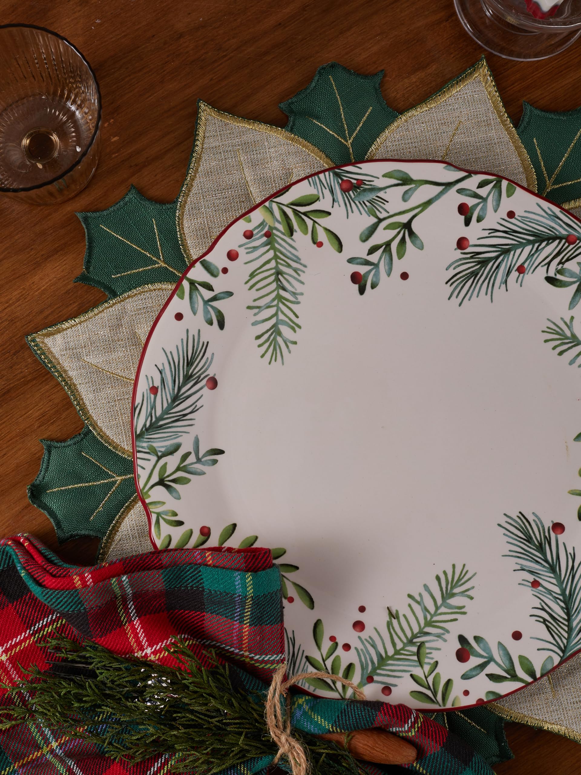 Bico Santa On The Way 11 inch Dinner Plates, Set of 4, for Pasta, Salad, Maincourse, Microwave & Dishwasher Safe