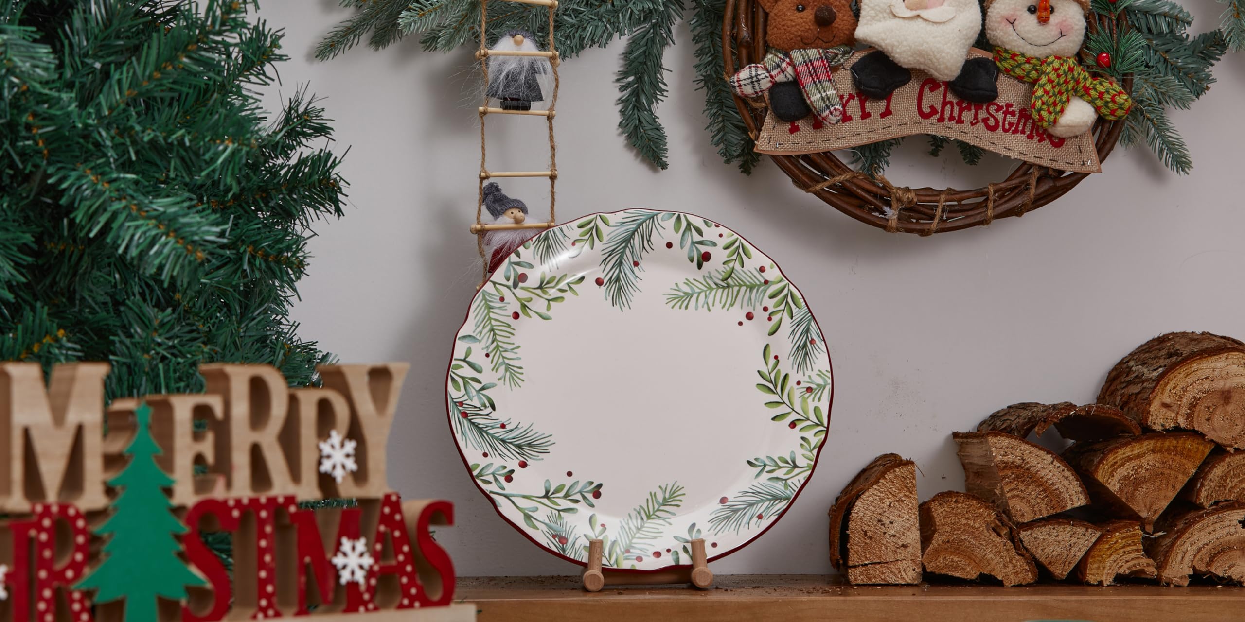 Bico Santa On The Way 11 inch Dinner Plates, Set of 4, for Pasta, Salad, Maincourse, Microwave & Dishwasher Safe