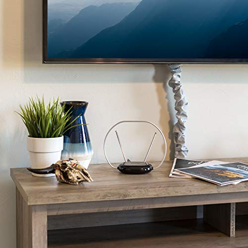 Philips Rabbit Ears Indoor TV Antenna, Dipoles and Circular Loop, Tabletop Antenna, Digital, Smart TV Compatible, HDTV Antenna, 4K 1080P VHF UHF, 5ft Coaxial Cable, Black, SDV8201B/27