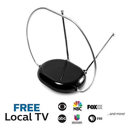 Philips Rabbit Ears Indoor TV Antenna, Dipoles and Circular Loop, Tabletop Antenna, Digital, Smart TV Compatible, HDTV Antenna, 4K 1080P VHF UHF, 5ft Coaxial Cable, Black, SDV8201B/27