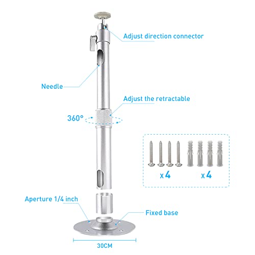 NIERBO Universal Projector Wall Ceiling Mount Hanger 360°Rotatable Head with Extendable Length 11.8 Inch to 19.7 Inch / 11 lbs Load Mounting Bracket