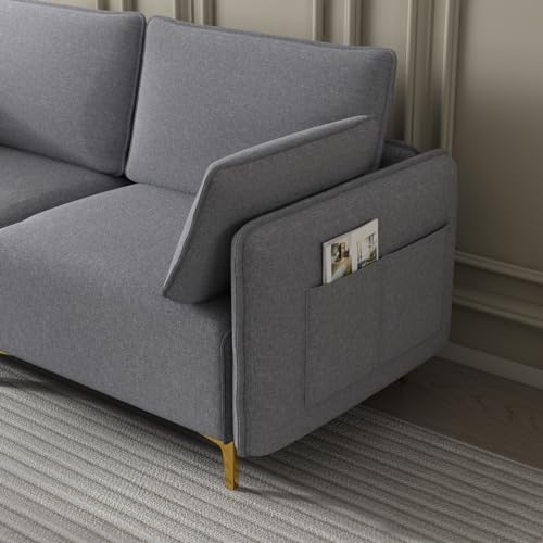 KEVINSPACE 108.6" Convertible Sectional Sofa Couch, L-Shaped Couch with USB Reversible Chaise, Modern Couches Sleeper Sectional Sofa for Living Room, Apartment and Small Space Grey