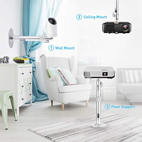 NIERBO Universal Projector Wall Ceiling Mount Hanger 360°Rotatable Head with Extendable Length 11.8 Inch to 19.7 Inch / 11 lbs Load Mounting Bracket