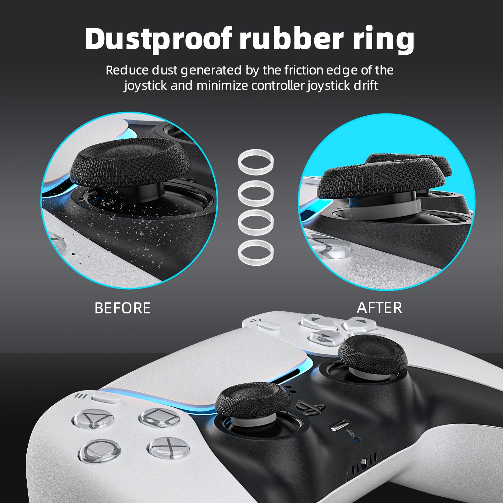 ECHZOVE PlayStation 5 Controller Cover Case, Anti-Slip Silicone Cover Skin for PS5 Wireless Controller with Thumb Grip Caps, Joystick Protectors and Cover Wrap Sticker - White