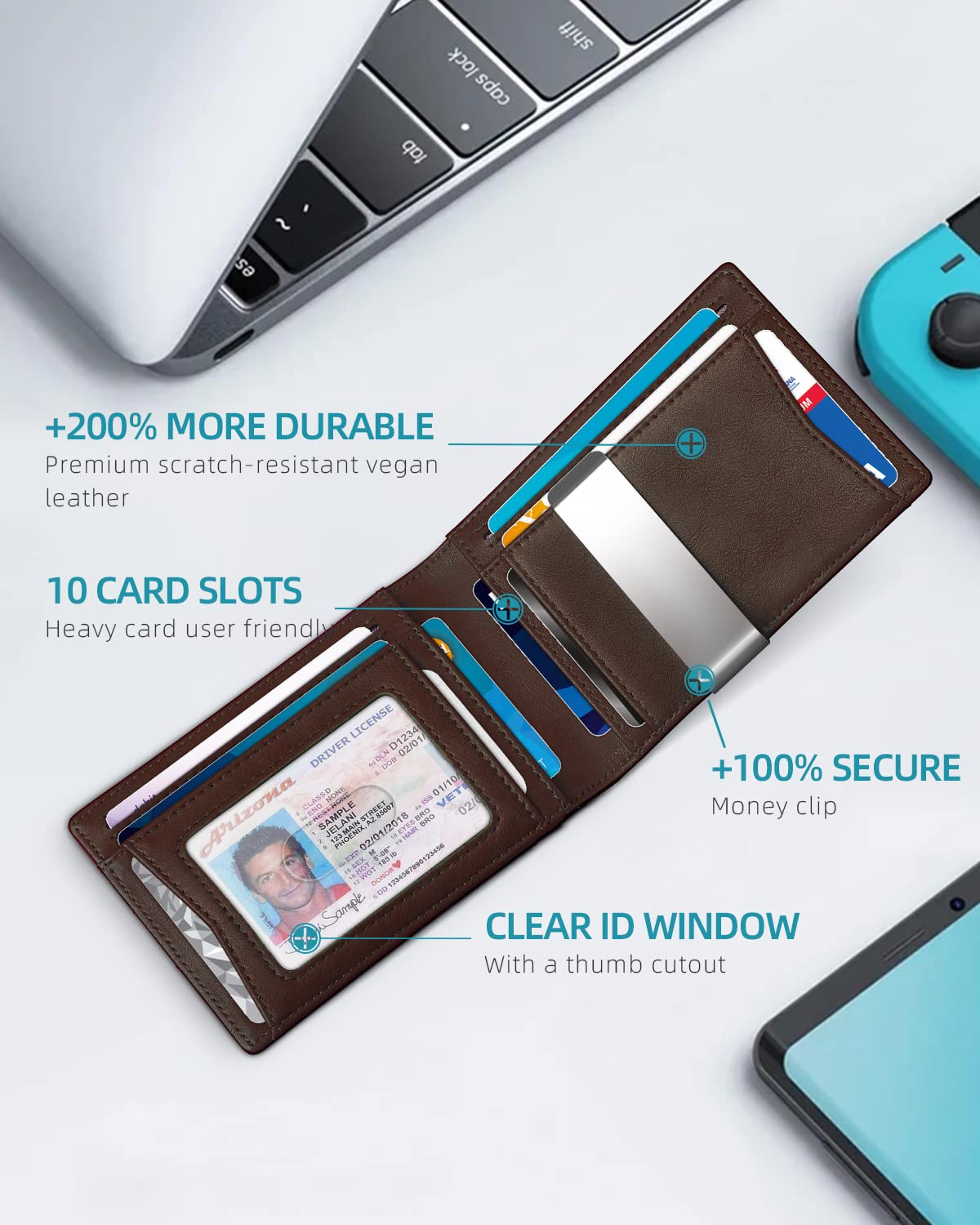 Zitahli Airtag-Wallet-Mens-Slim-RFID Blocking Wallet Leather with Money Clip Air Tag Wallet Card Holder Bifold Gifts for Men