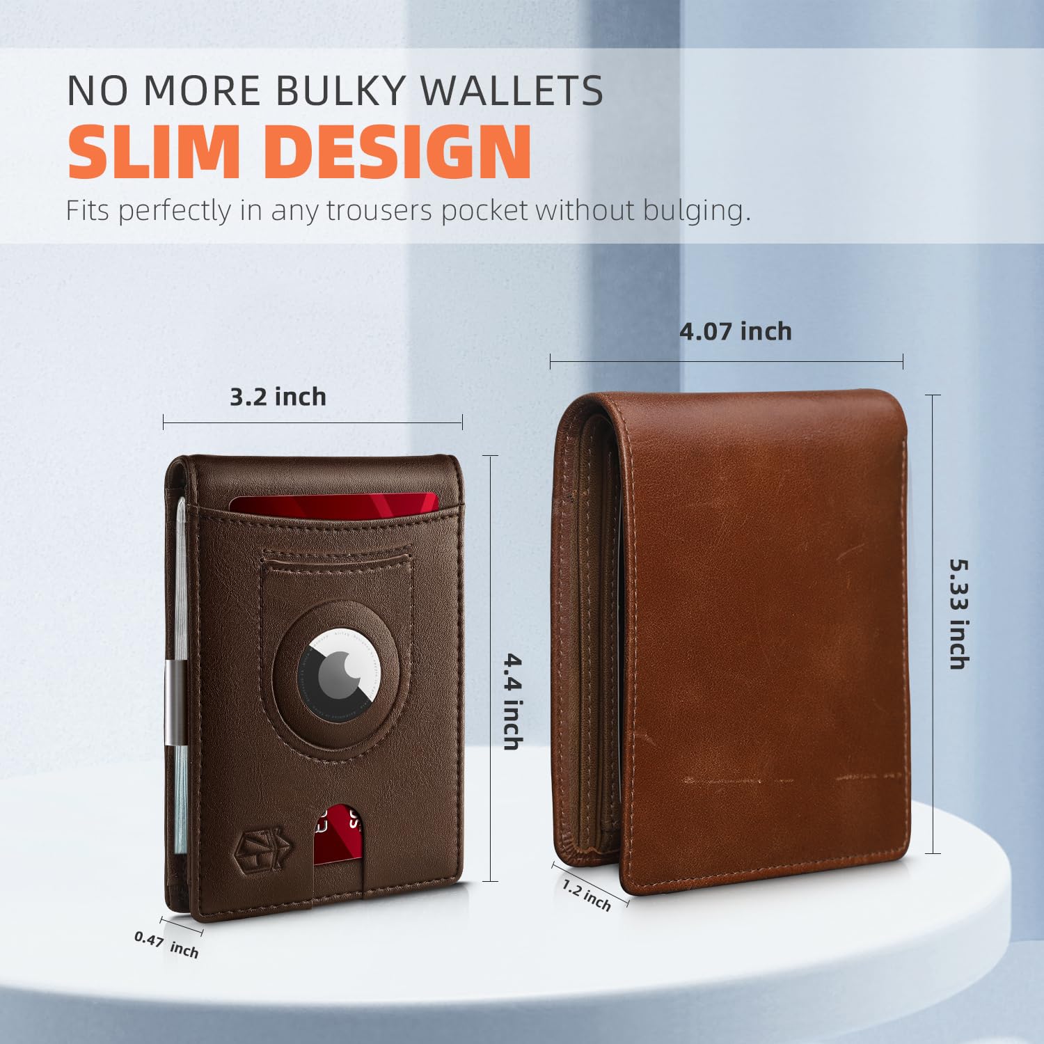 Zitahli Airtag-Wallet-Mens-Slim-RFID Blocking Wallet Leather with Money Clip Air Tag Wallet Card Holder Bifold Gifts for Men