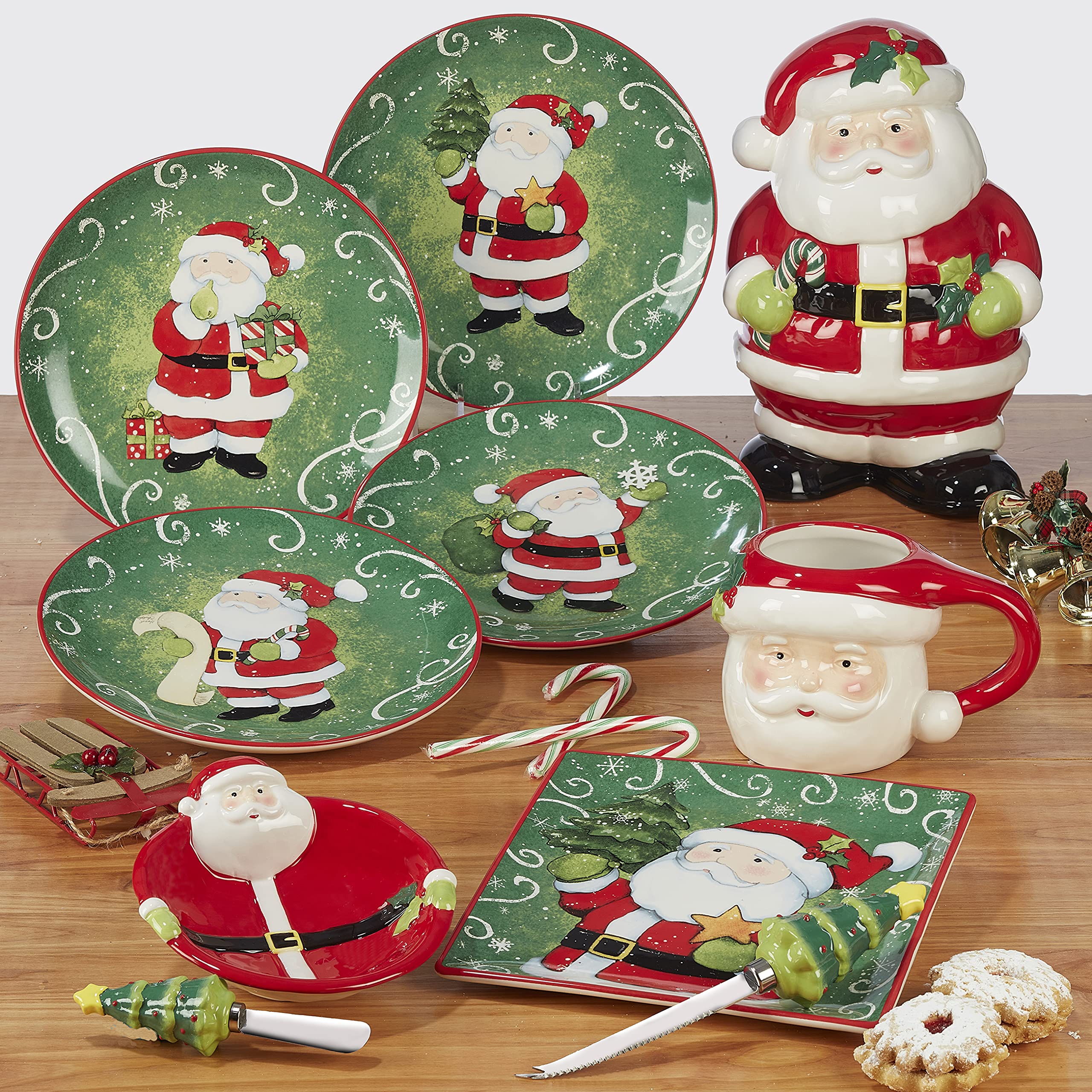 Certified International Holiday Magic Santa 9" Dessert/Salad Plates, Set of 4