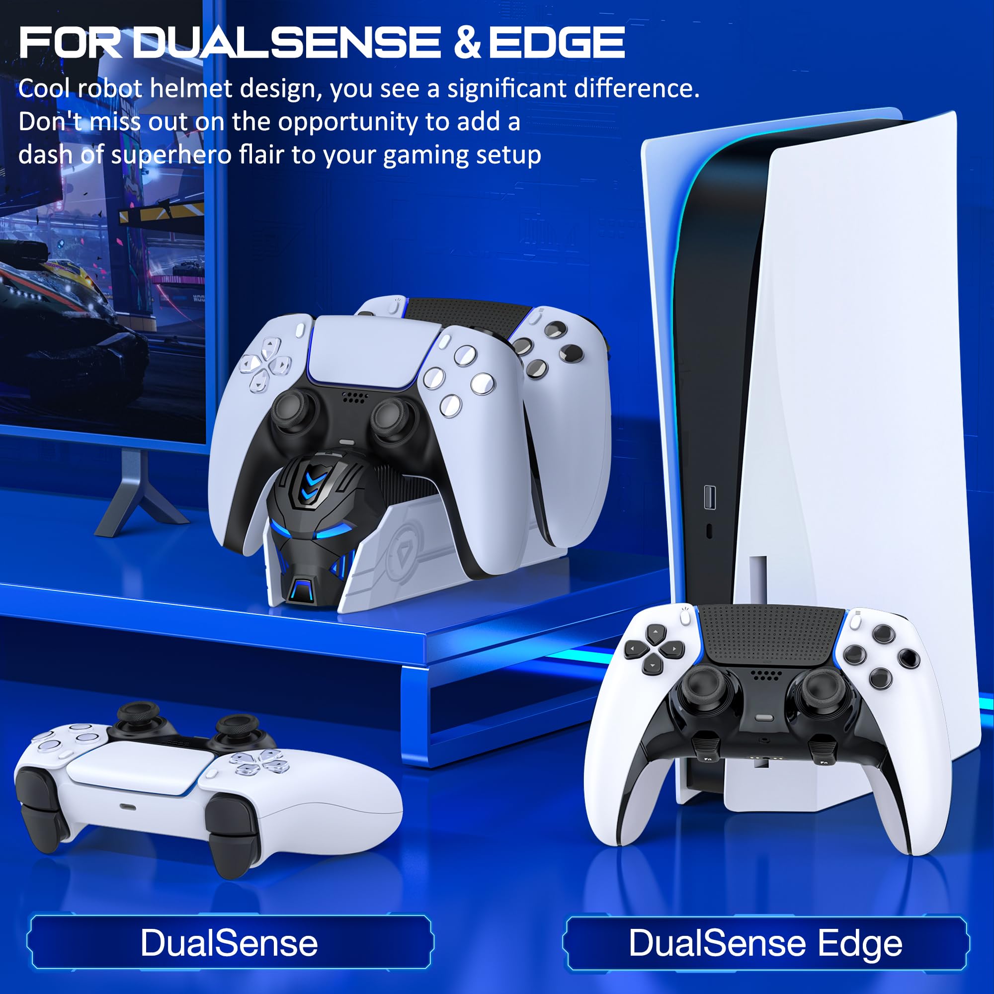 PS5 Controller Charger Station for PlayStation 5 Dualsense Controllers: Fast PS5 Dual Controller Stand Charger Dock-LED PS5 Controller Charging Station Accessories for PlayStation 5 Storage Kit