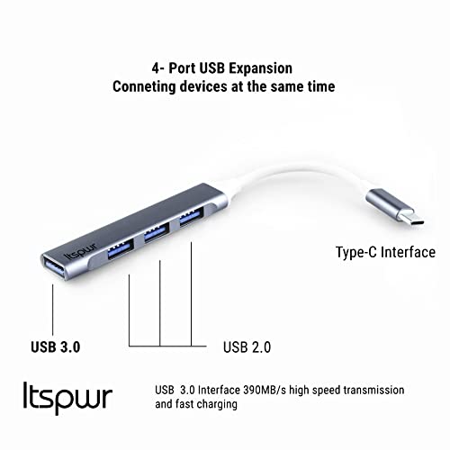 ITSPWR Bundle PlantronicsĀ® Blackwire 5210 Wired, Single Ear Headset with Boom Mic, Connect via USB-A to PC/Mac, Comes with a USB Type-C 4Port Hub