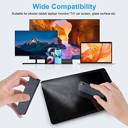 BoYata Screen Cleaner Kit 2PCS, 3-in-1 Touchscreen Mist Cleaner Spray Bottle Tool & Microfiber Cloth, Portable Reusable Fingerprint-Proof Spray Bottle for Phone/Laptop/Tablet/TV/Monitor/Car Screens