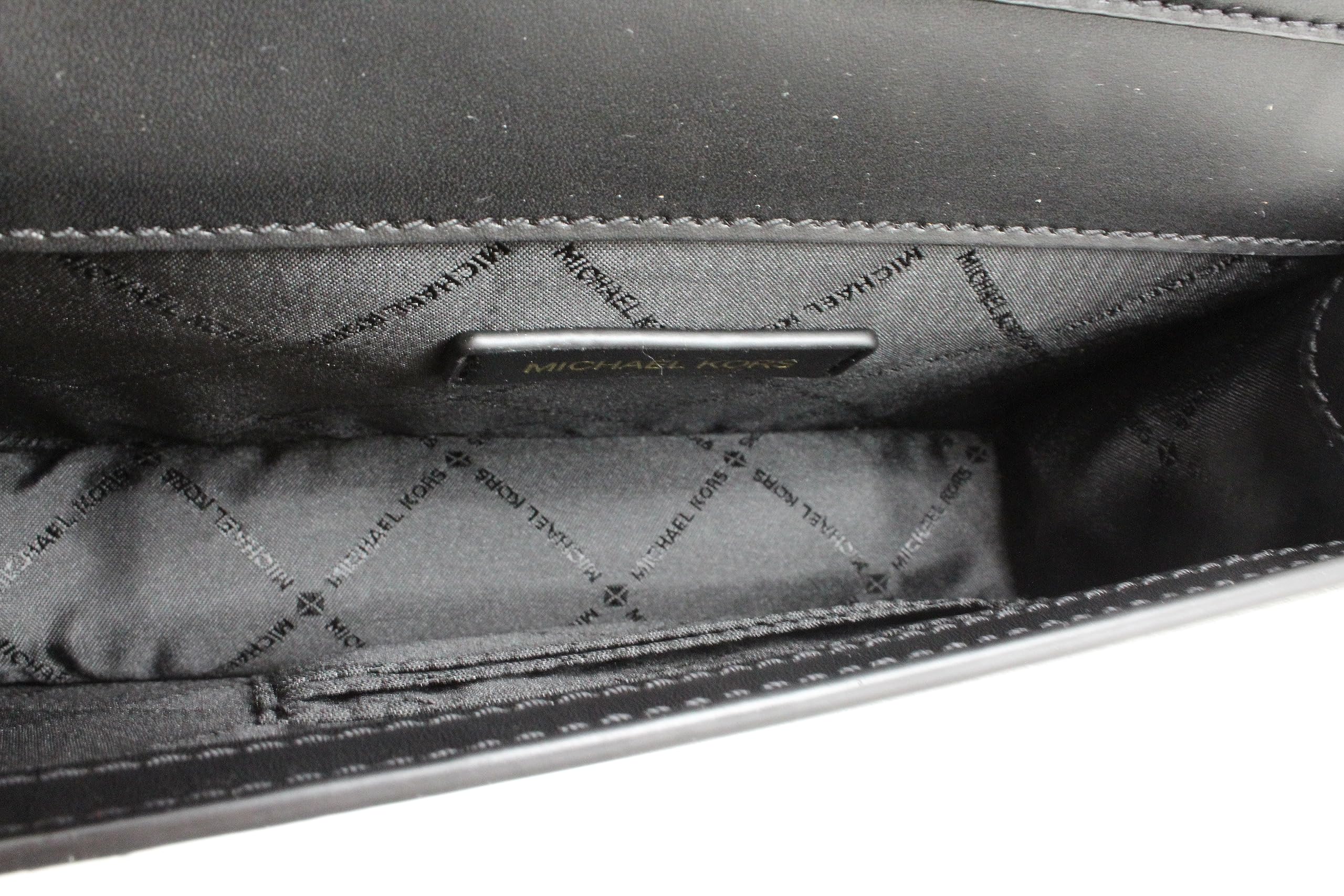 MICHAEL KORS CECE MEDIUM FLAP VEGAN LEATHER SHOULDER CROSSBODY BAG CLUTCH BLACK