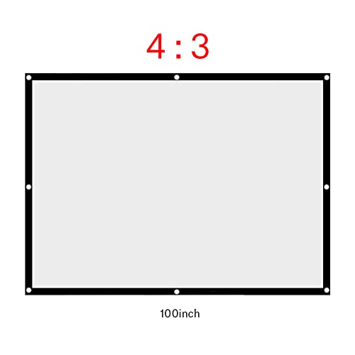 60-100 Inch Portable Foldable Non-Crease White Projector Curtain Projection Screen 4:3(100 inches)