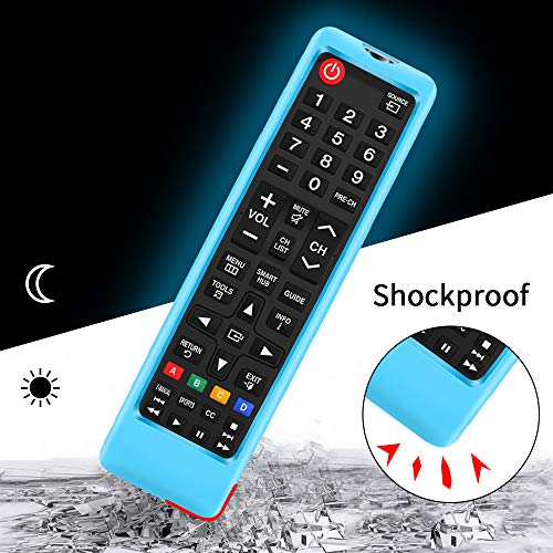 3Pcs Silicone Protective Case Cover for Samsung LCD LED HDTV 3D Smart TV Remote,Samsung BN59-01199F BN59-01301A Remote Holder Skin,Shockproof Samsung Remote Battery Back Covers-Glowblue Glowgreen Red