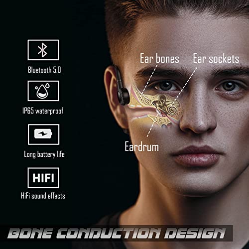 ESSONIO Bone Conduction Headphones Open Ear Headphones with Microphone IPX5 Waterproof Wireless Bluetooth Headset for Cell Phones