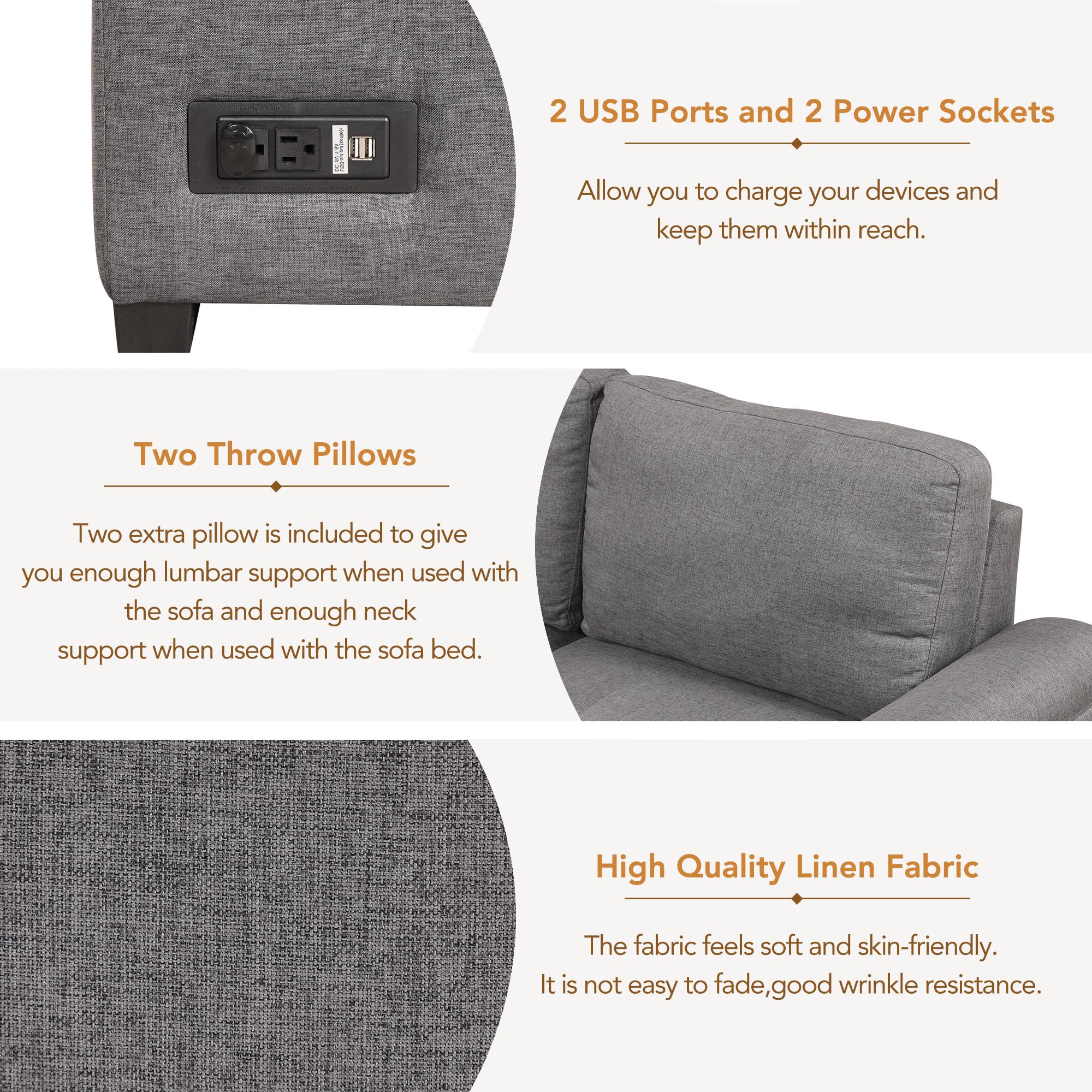 Bellemave Sectional Sleeper Sofa Pull Out Couch with Storage & USB Charging L Shaped Convertible Sofa Bed with Ottoman Pull Out Sofa Bed for Living Room Apartment, Dark Gray