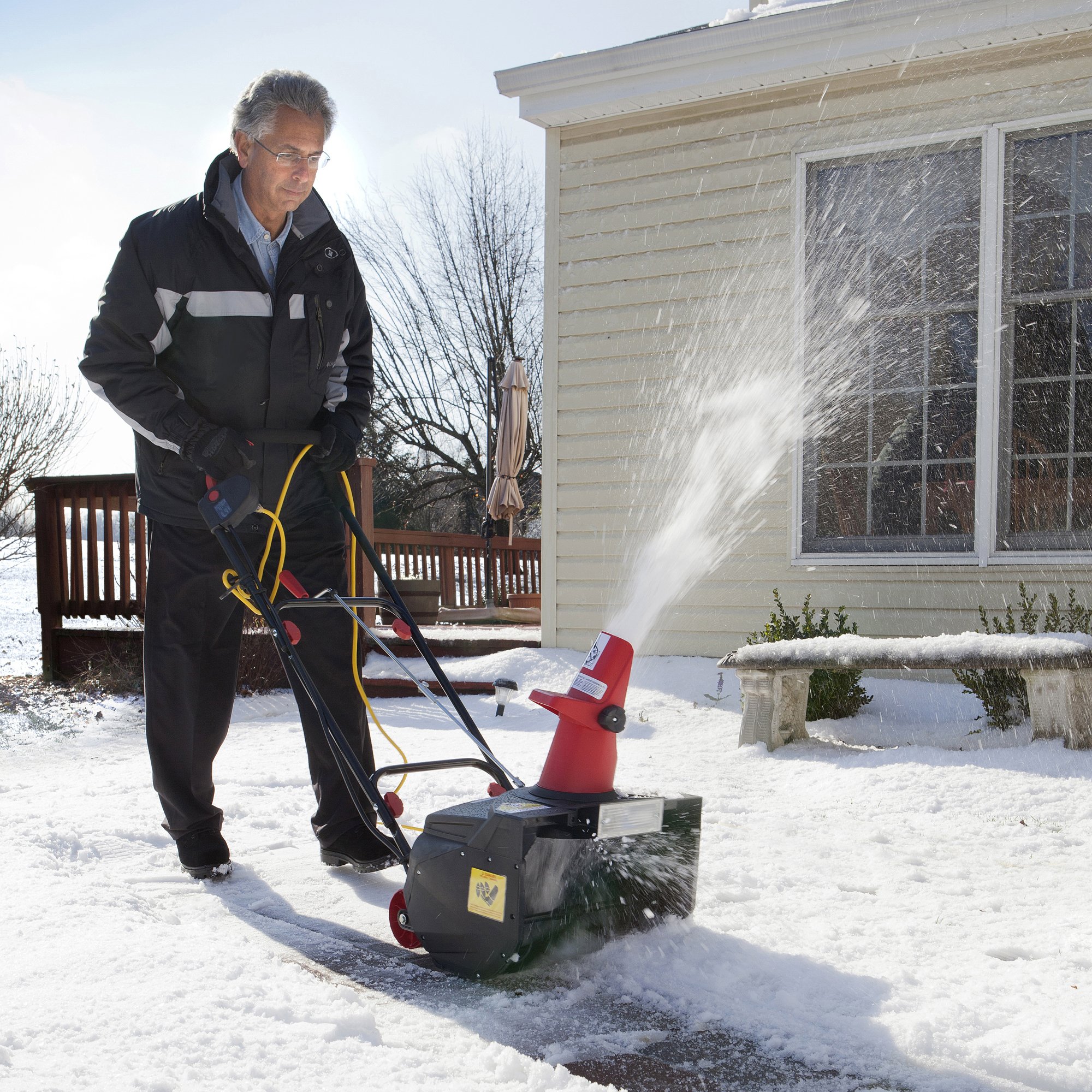 Snow Joe SJM988-RM Electric Snow Thrower with Light, Red/Black
