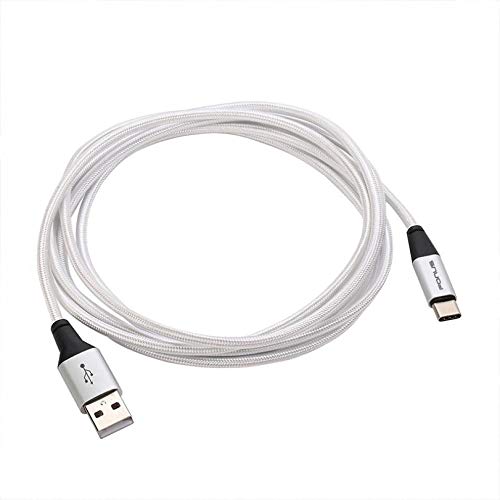 AccessoryChoice 6ft USB Type-C Cable for Sprint LG V20, V30 & Any USB-C Phone - White - High Speed & Braided - Charging & Syncing