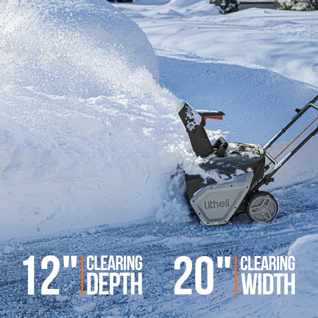 Litheli 2X20V Cordless Snow Blower, 20-inch Snow Thrower with 4.0Ah Battery, Electric Snow Blowers with LED Spotlight and Brushless Motor for Walkways and Driveways