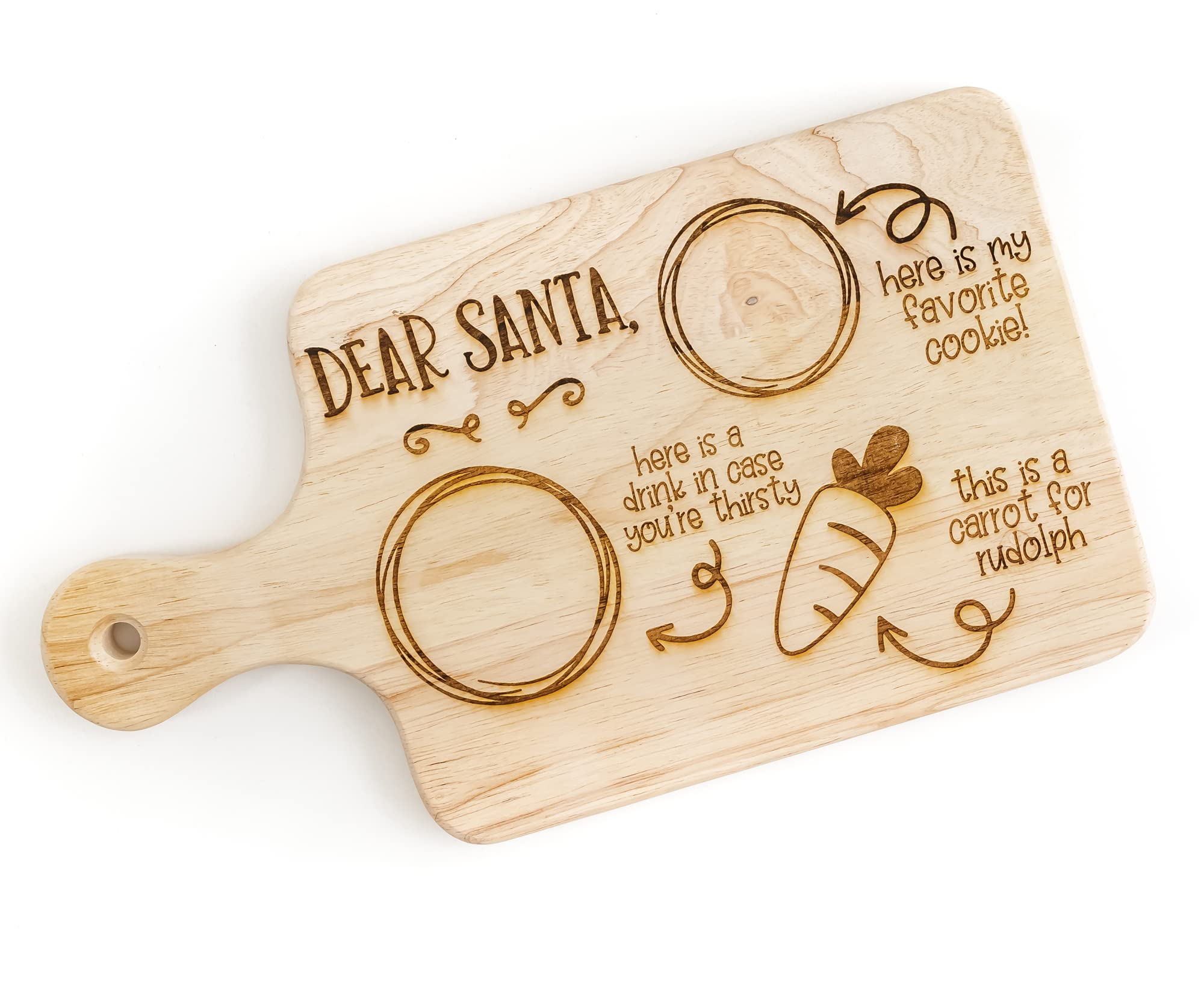 Legacy and Light Engraved Wooden Santa Cookie Plate for Christmas Traditions, Board for Santa Claus and Reindeer for Milk and Cookies
