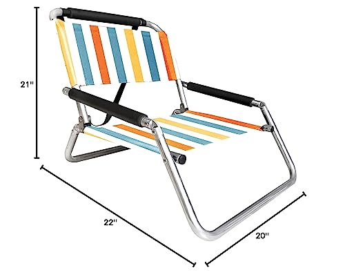 2 Pack of Neso Lightweight Water Resistant Beach Chairs with Shoulder Strap and Slip Pocket - Folds Thin (Vintage Stripes)