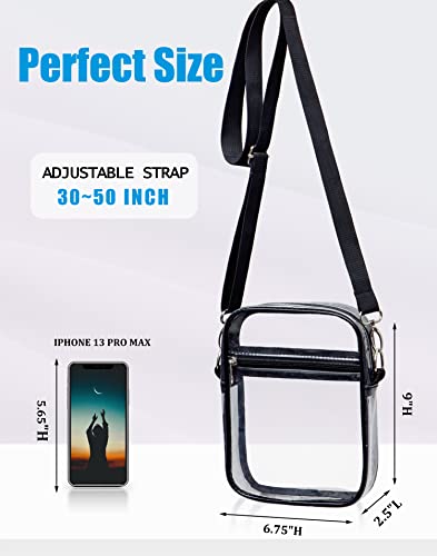 clear bag for stadium events - Clear Crossbody Purse Bag, with Adjustable Shoulder Strap for Women, Men(black)