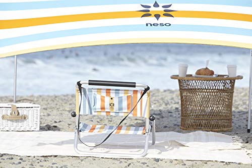 2 Pack of Neso Lightweight Water Resistant Beach Chairs with Shoulder Strap and Slip Pocket - Folds Thin (Vintage Stripes)