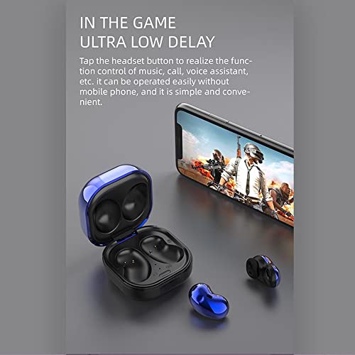 eDealz Fully Wireless Bluetooth 5.1 Rechargeable IPX4 Waterproof Sweatproof Earbud Headphones with Microphone, Micro USB LCD Clock Charging Case Surround Stereo Bass and Noise Cancelling Calls (Blue)