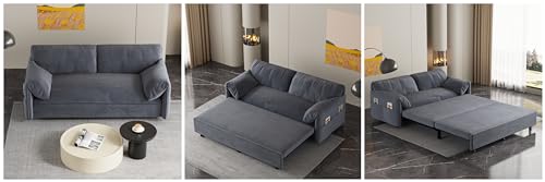 YUNLife&Home Pull Out Sleeper Sofa Bed,Convertible Futon Loveseat Sofá 3-in-1,Chaise Lounge Chair Velvet Upholstery 2-Seat Couch Reversible Folding Guest Daybed,Adjustable Backrest,600lb Capacity
