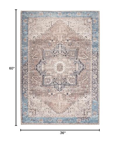 Bellini Rugs Machine Washable Rug with Non Slip Backing, Living Room Rug, Kitchen Area Rug, Pet Friendly Area Rugs, Throw Rugs for Entryway, Home Floor Decor, 3' x 5'