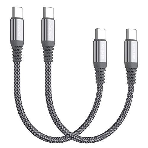 Short USB C to USB C 60W Cable(2 Pack 0.5Ft),USB Type C Fast Charging Nylon Braided Cord Compatible with Android Samsung Galaxy S23/S22/S21/S21+/S20+ Ultra, Note 20/10 Ultra, Air 2020, iPad Pro,Google