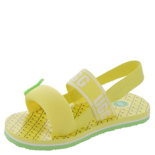 UGG Unisex-Child Zuma Sling Pineapple Stuffie Sandal, Pineapple-yellow, 10 Little Kid
