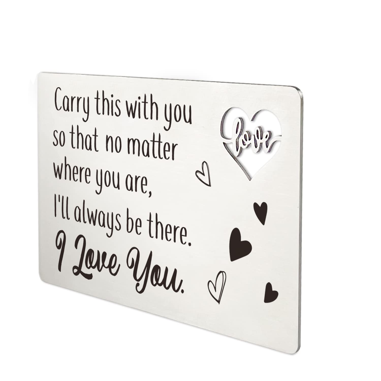 YODOCAMP Engraved Wallet Inserts Card Anniversary Card Gifts for Men, I love you CardοΌMetal Wallet Card Love Note, Couple Gifts for Men, Boyfriend, Husband Gifts from Wife
