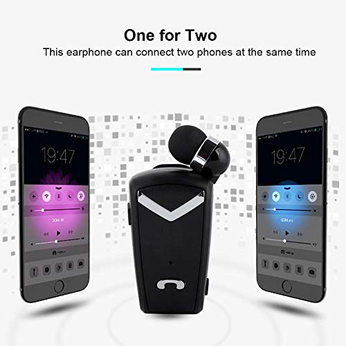 Zerone Fineblue Wireless Bluetooth Headset, in-Ear Retractable Business Noise Cancelling Lavalier Earphone with Mic Suitable for Business/Workout/Driving
