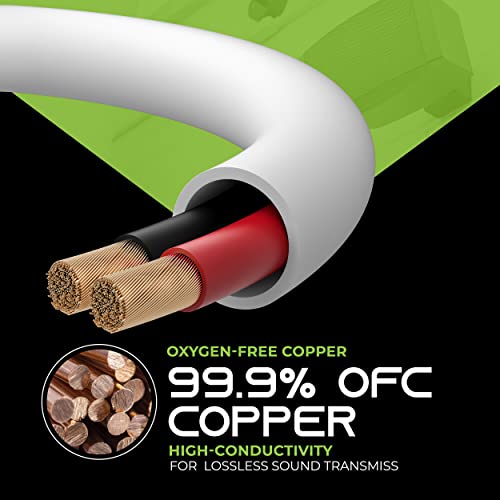 GearIT 16/2 Speaker Wire (50 Feet) 16AWG Gauge - in Wall Audio Speaker Wire Cable / CL2 Rated / 2 Conductors - OFC Oxygen-Free Copper, White 50ft
