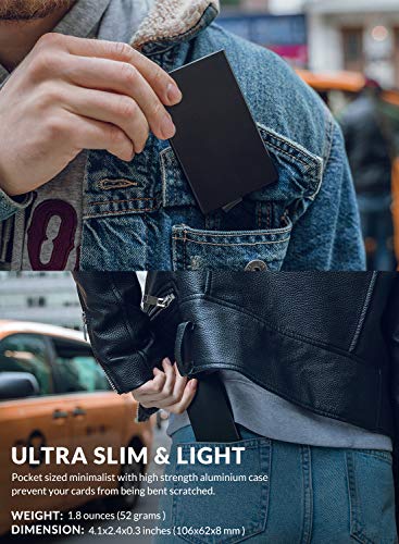 VULKIT Pop Up Wallet, Slim Minimalist Credit Card Holder For Men and Women RFID Blocking Mini Metal Case Rose Gold