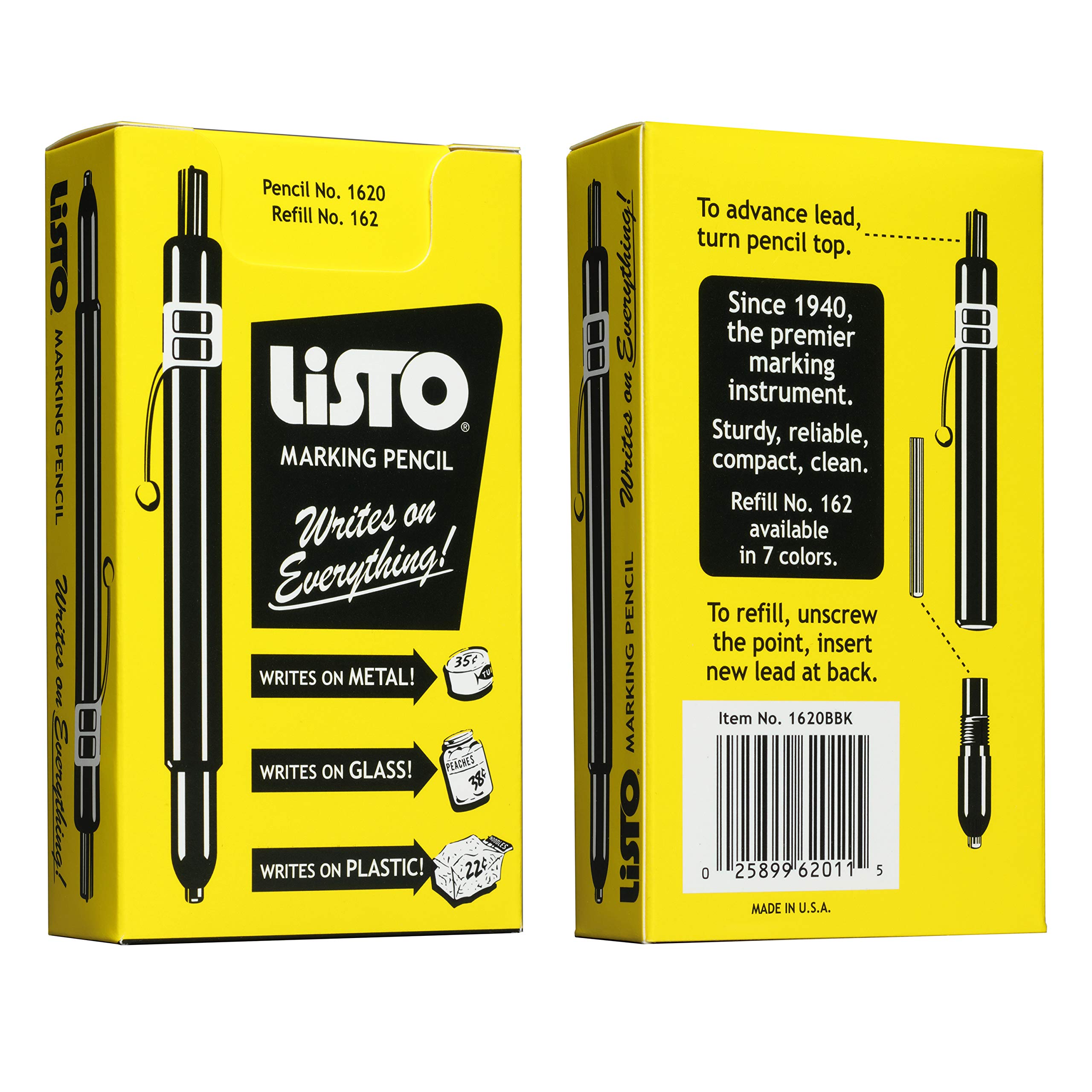 Listo 1620 - Box of 12 - China Markers/Grease Pencils/China Marking/Pencils/Wax Pencils - Made in USA (Orange)