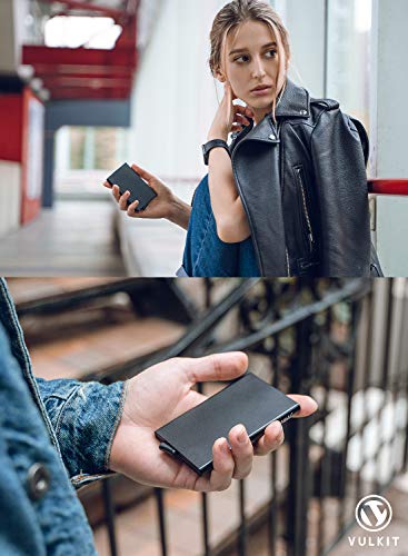 VULKIT Pop Up Wallet, Slim Minimalist Credit Card Holder For Men and Women RFID Blocking Mini Metal Case Rose Gold
