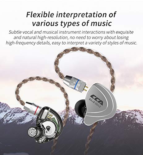 CCA C10 InEar Headphones IEM Earbuds 4BA 1DD Hybrid Drivers, 5 Drivers Hifi InEar Monitors High Resolution Earphones(Black no mic)