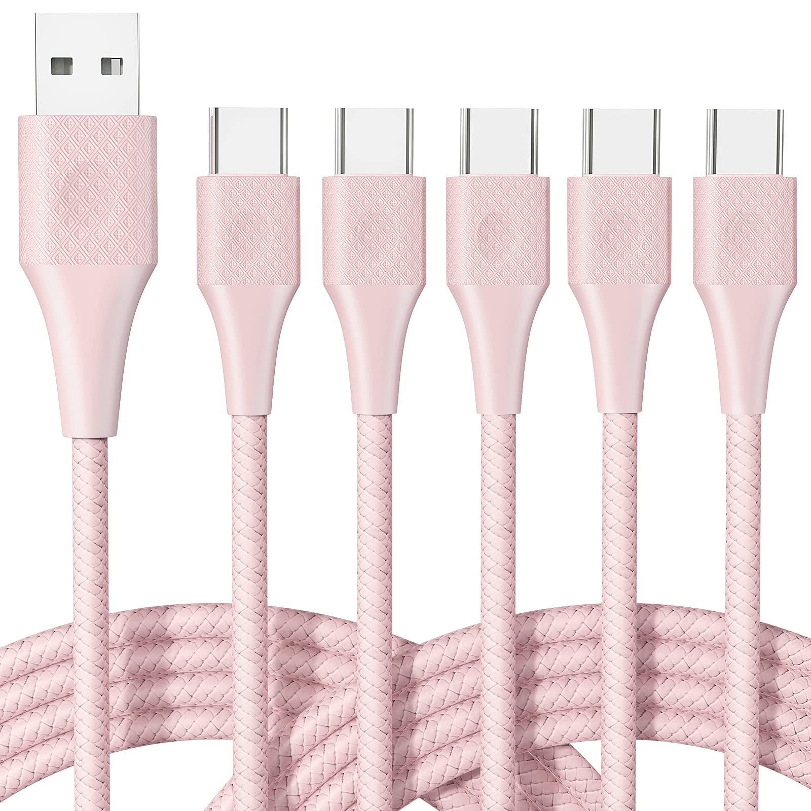 Long USB Type C Charger Cable Fast Charging 6FT, 5Pack Android USB-A to USB-C Fast Phone Charging Cord for Samsung Galaxy S20 S10 S10E S9 S8 Plus Note 10 9 8,Z Flip,LG V50 V40 V30 V20