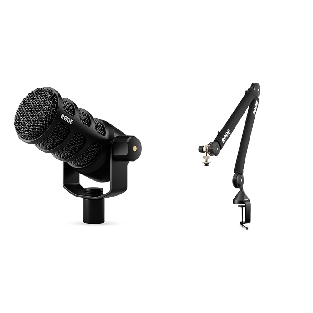 Rode PodMic Starter Pack - rode PodMic Broadcast Microphone with XLR and Connectivity + Rode PSA1+ Professional Studio Arm