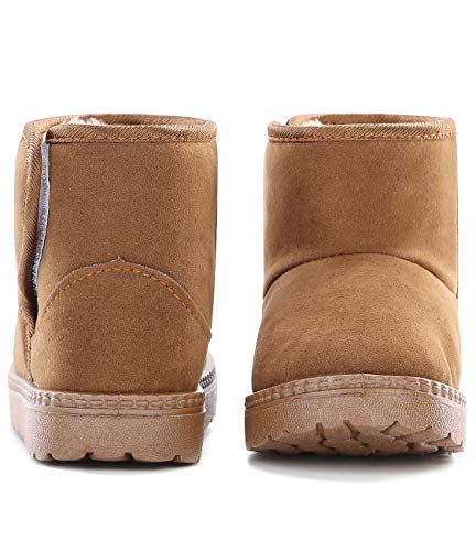 KDHAO Girls Boys Warm Winter Boots Kids Outdoor Snow Boots(8.5 M US Toddler, Brown(New))