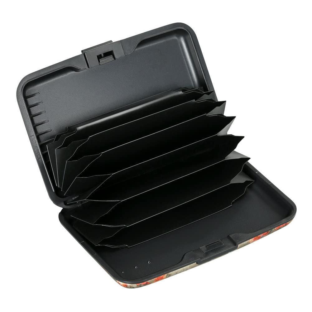 ELFISH Mini RFID Aluminum Wallet Credit Cards Holder Business Card Case Metal ID Case for Men Women(Flower Shadows