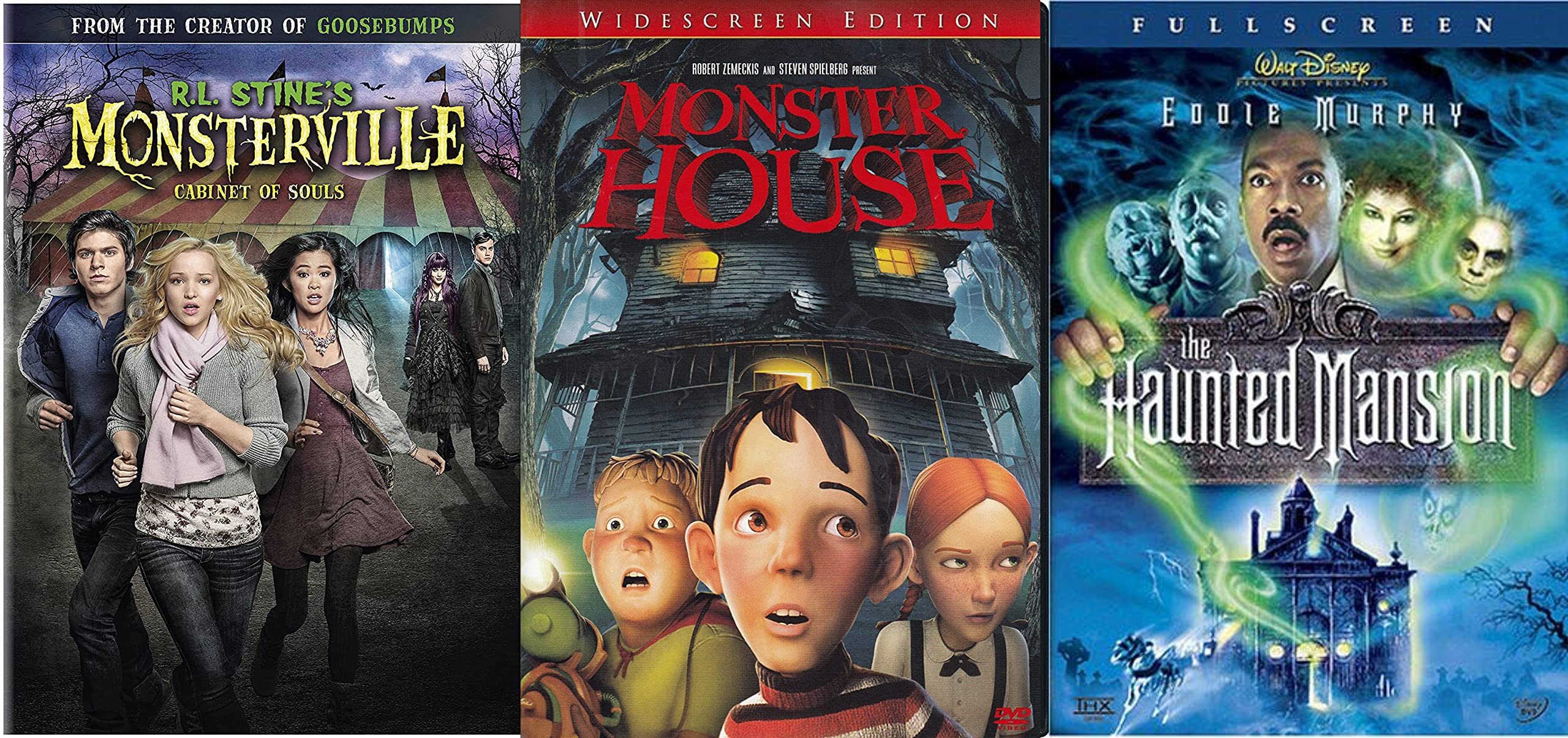 Family Horror Fun 3-Movie Set - R. L. Stine's Monsterville: Cabinet of Souls, Disney's Haunted Mansion (Fullscreen Edition), & Monster House (Widescreen Edition) 3-DVD Set