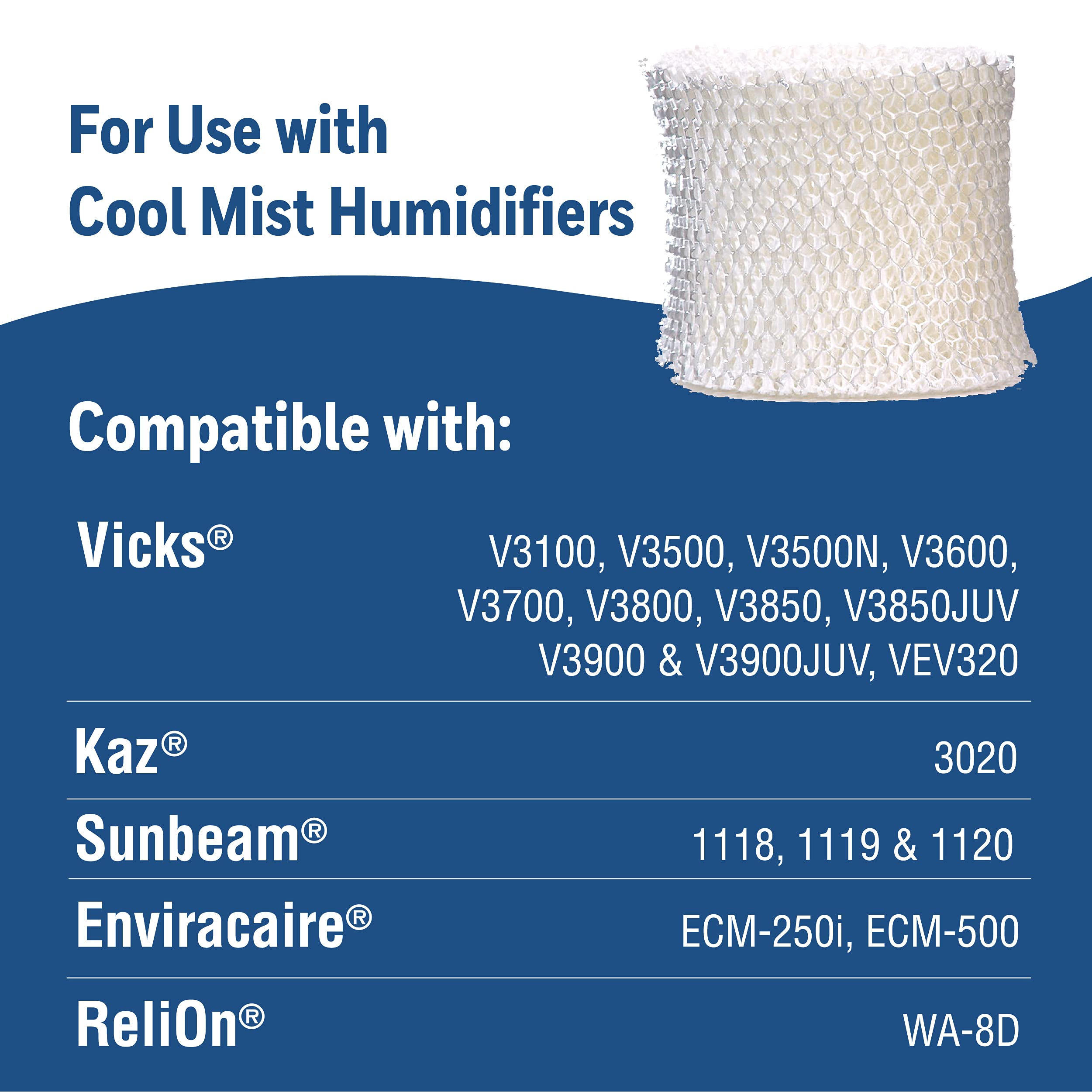ProTec Humidifier Filter Replacement, Wicking Replacement Filter, Pack of 3 – Humidifier Replacement Filter Works with Vicks Cool Mist Humidifiers and Other Models,3 Count (Pack of 1)