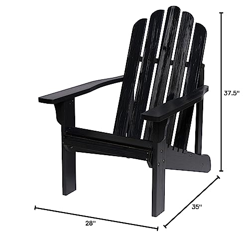 Shine Company Marina Adirondack Chair, Back & Seat Pre-Assembled, Black