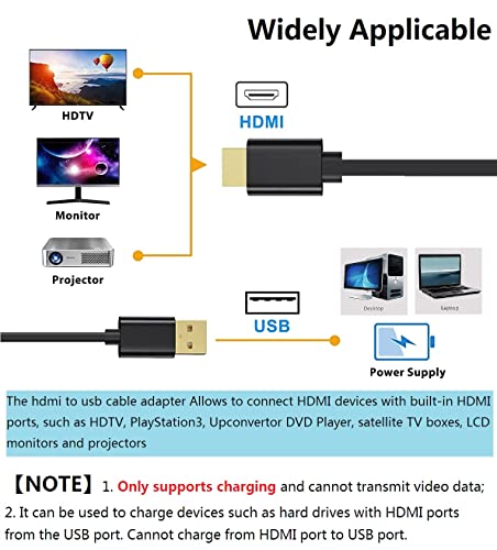 USB to HDMI Cord Cable, fenoero Hdmi USB Converter Cable Adapter USB 2.0 Male to HDMI Male Charger Cable Adapter, 1M / 3.3FT