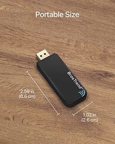 BrosTrend 1200Mbps USB WiFi Network Adapter for Laptop, Desktop PC of Windows 11/10/8/7, USB 3.0, Wireless Adaptador AC1200 Dual Band 5GHz/2.4GHz