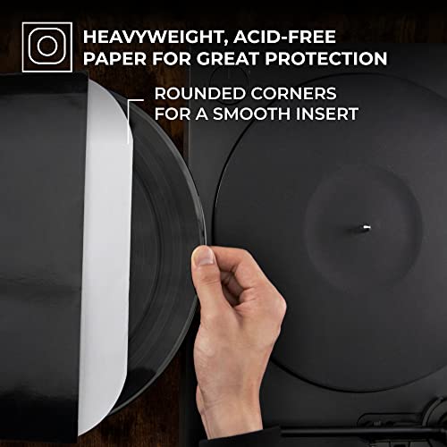 BIG FUDGE Vinyl Record Inner Sleeves 100x | Made from Heavyweight & Acid Free Paper | Album Covers with Round Corners for Easy Insert | Slim Record Jackets to Protect Your LPs & Singles | 12"