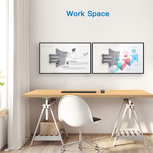 PERLESMITH TV Wall Mount for 13-42 Inch Flat or Curved TVs & Monitors, Full Motion TV Wall Mount with Articulating Arms Swivel Tilt Extends, Corner tv Bracket Max VESA 200x200 mm up to 44lbs, PSSFK1
